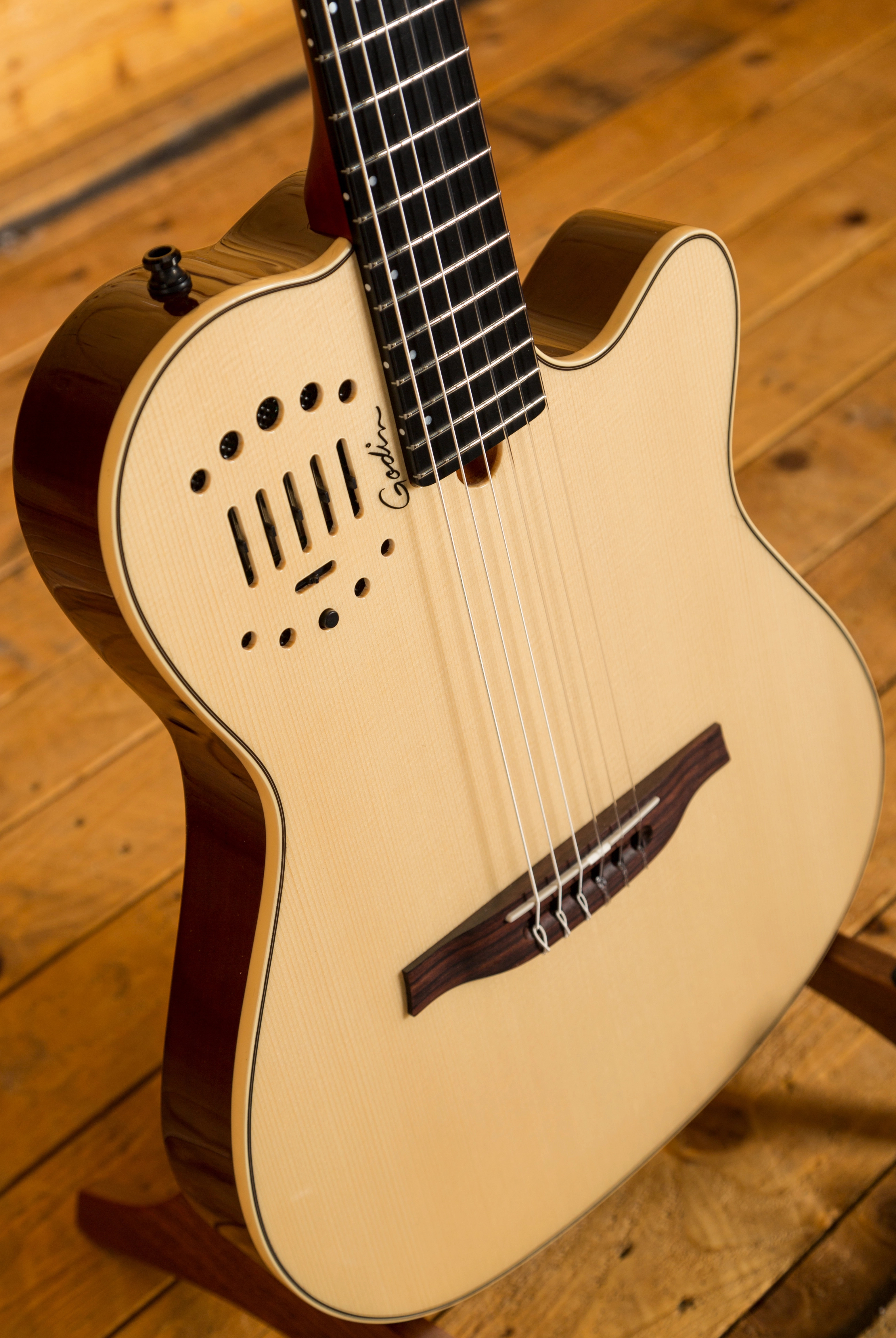 Godin Multiac Nylon Duet Ambiance HG with Bag - Peach Guitars